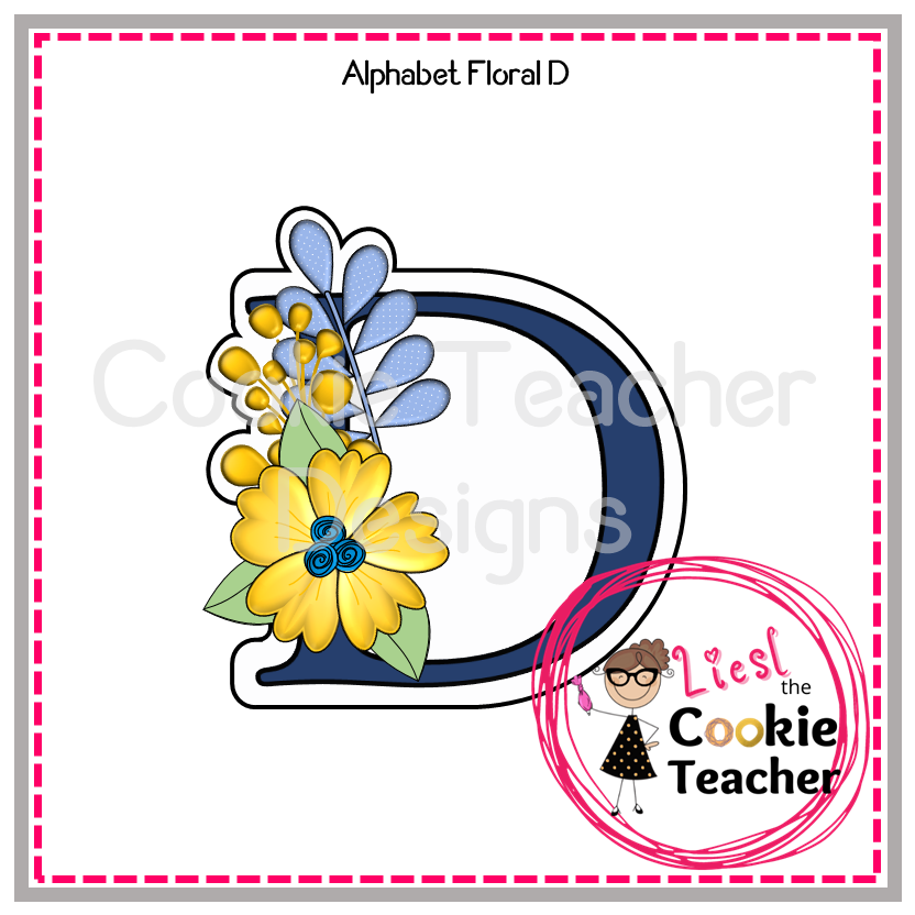 Floral Capital D – The Cookie Teacher